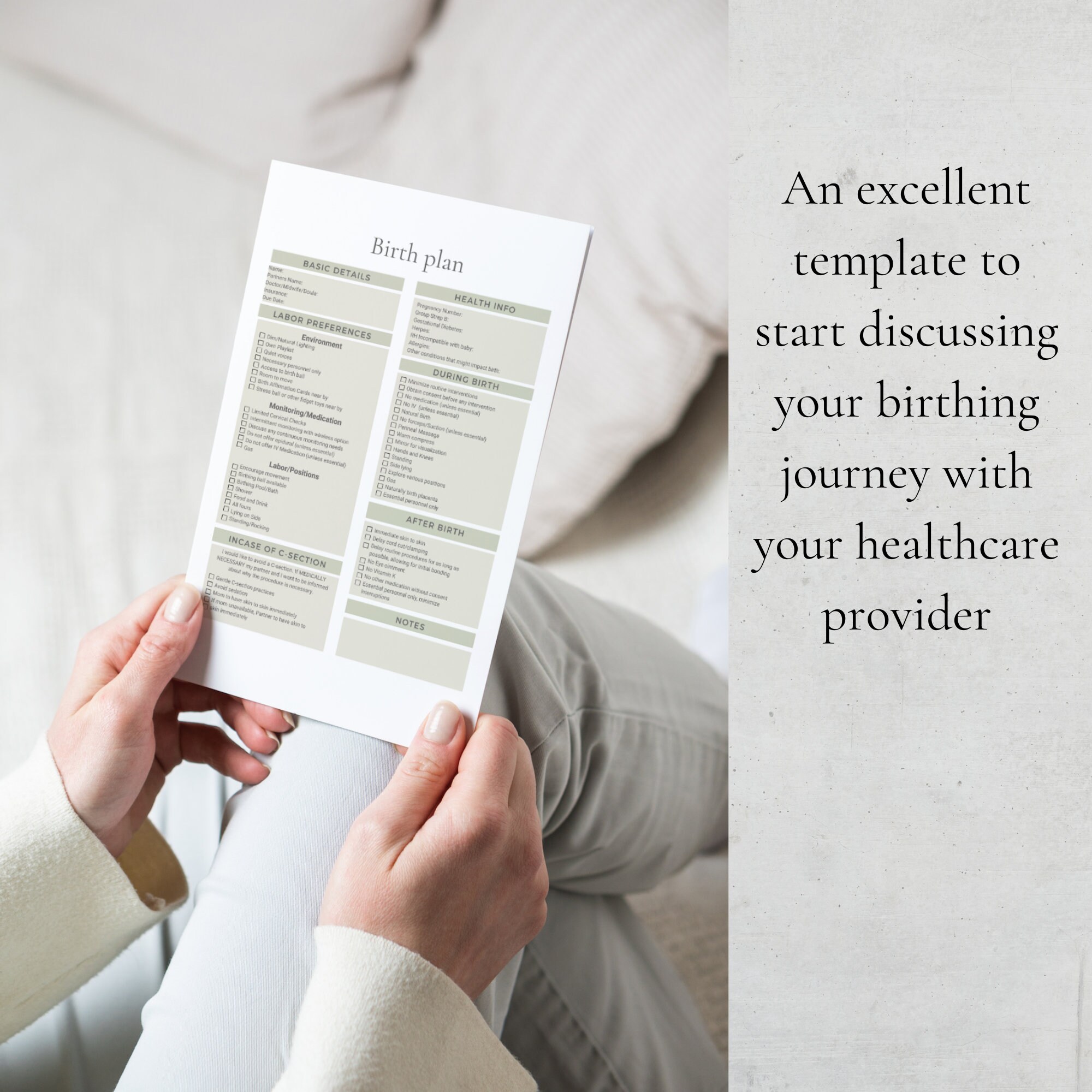 Editable Birth Plan Template Printable Birthing Plan Labor and Delivery ...