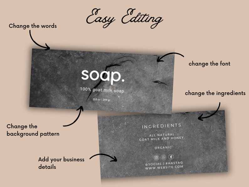 Editable Soap Label Template, Custom Wrap Whipped Soap Label Design ...