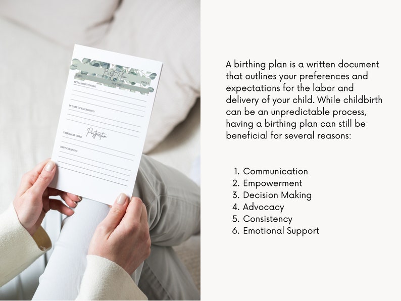 Printable Birth Plan Template | Printable Birthing Plan | Labor and ...