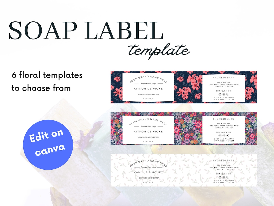 Editable Soap Label Template, Custom Wrap Whipped Soap Label Design ...