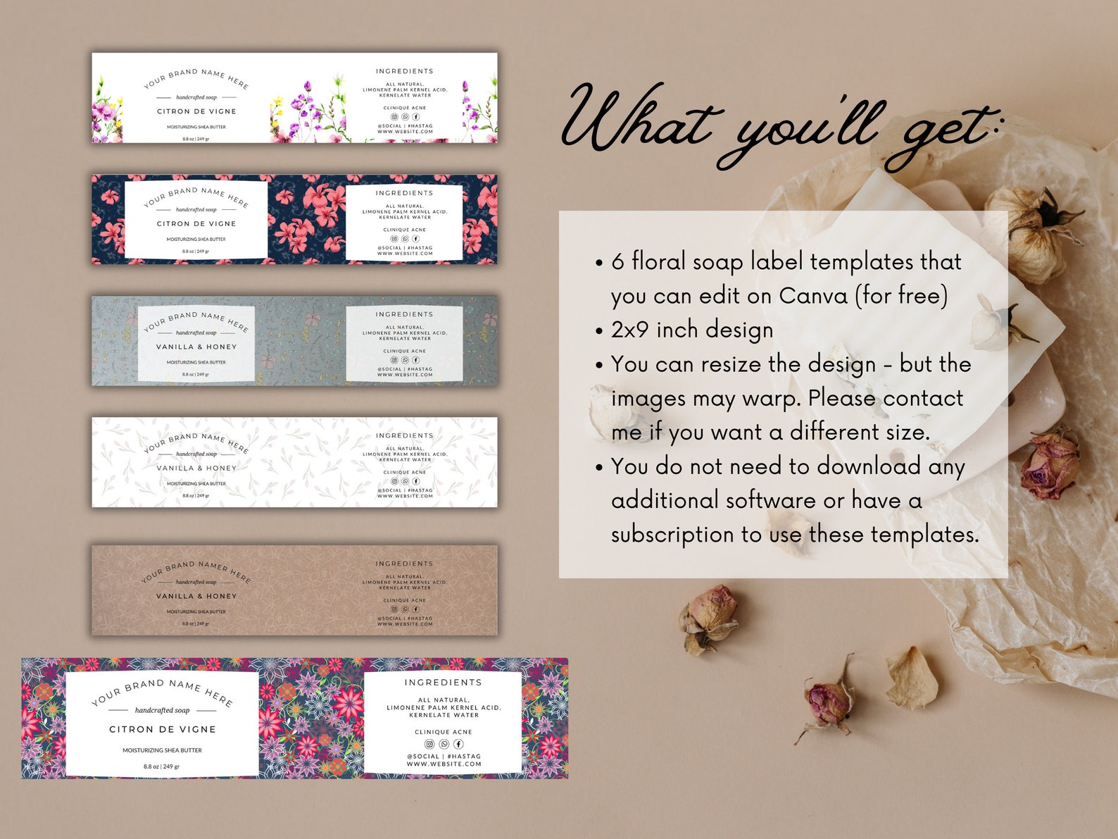 Editable Soap Label Template, Custom Wrap Whipped Soap Label Design ...