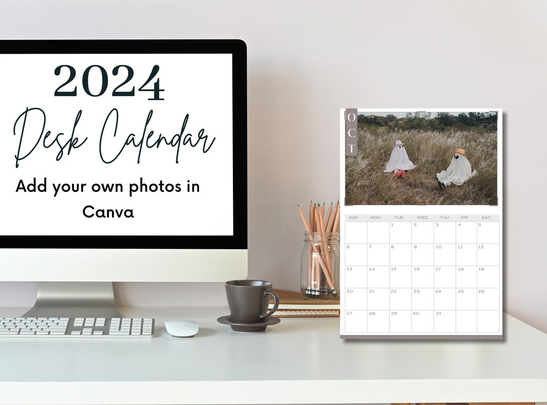 2024 Calendar Template Printable Editable, Personalized Desk Calendar ...