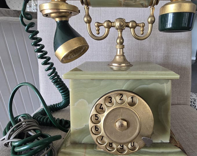 Vintage Italian Marble/green Onyx Rotary Telephone. 24 Karat Plate ...