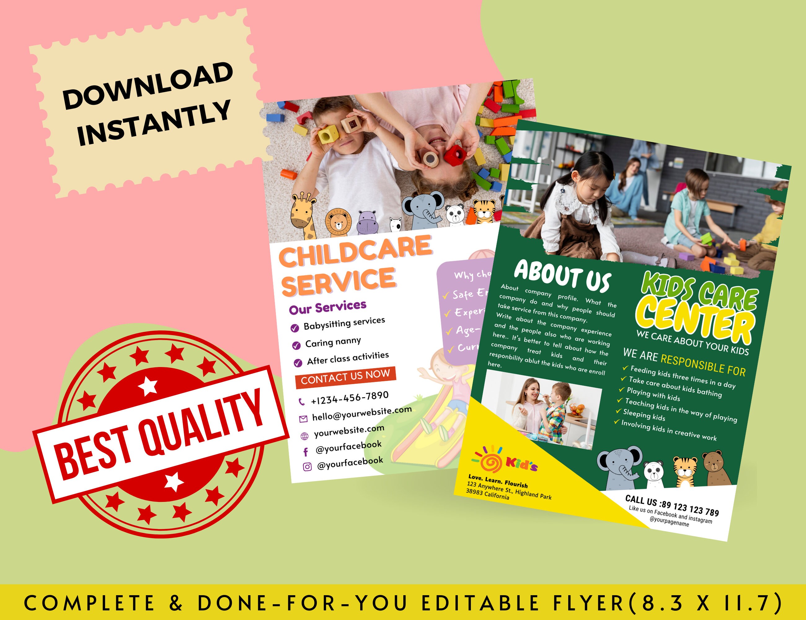 Colorful Childcare Flyers Canva Template Boost Your Business's ...