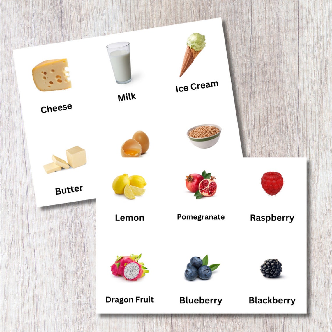 Montessori Real Picture Food Printable Cards - Set of 70 (dairy, Breads ...