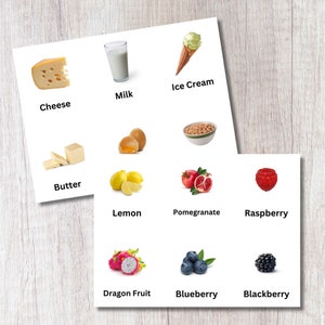 Montessori Real Picture Food Printable Cards - Set of 70 (dairy, Breads ...