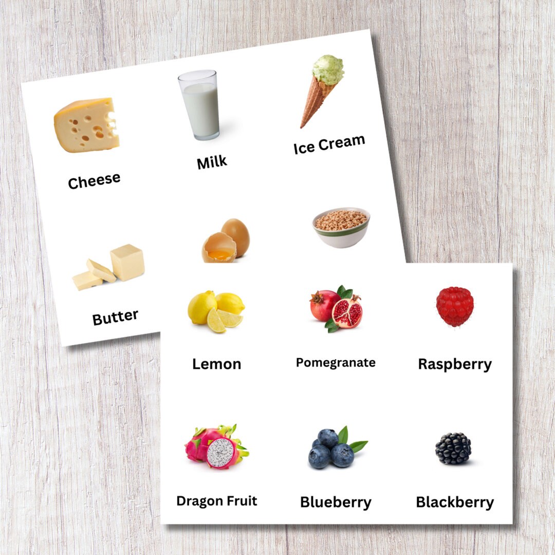Montessori Real Picture Food Printable Cards - Set of 70 (dairy, Breads ...