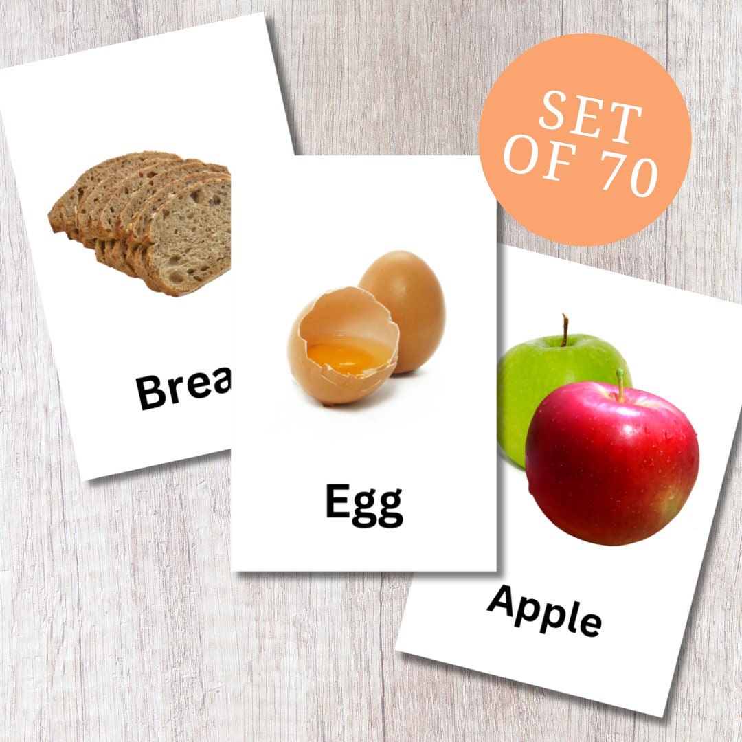Montessori Real Picture Food Printable Cards - Set of 70 (dairy, Breads ...