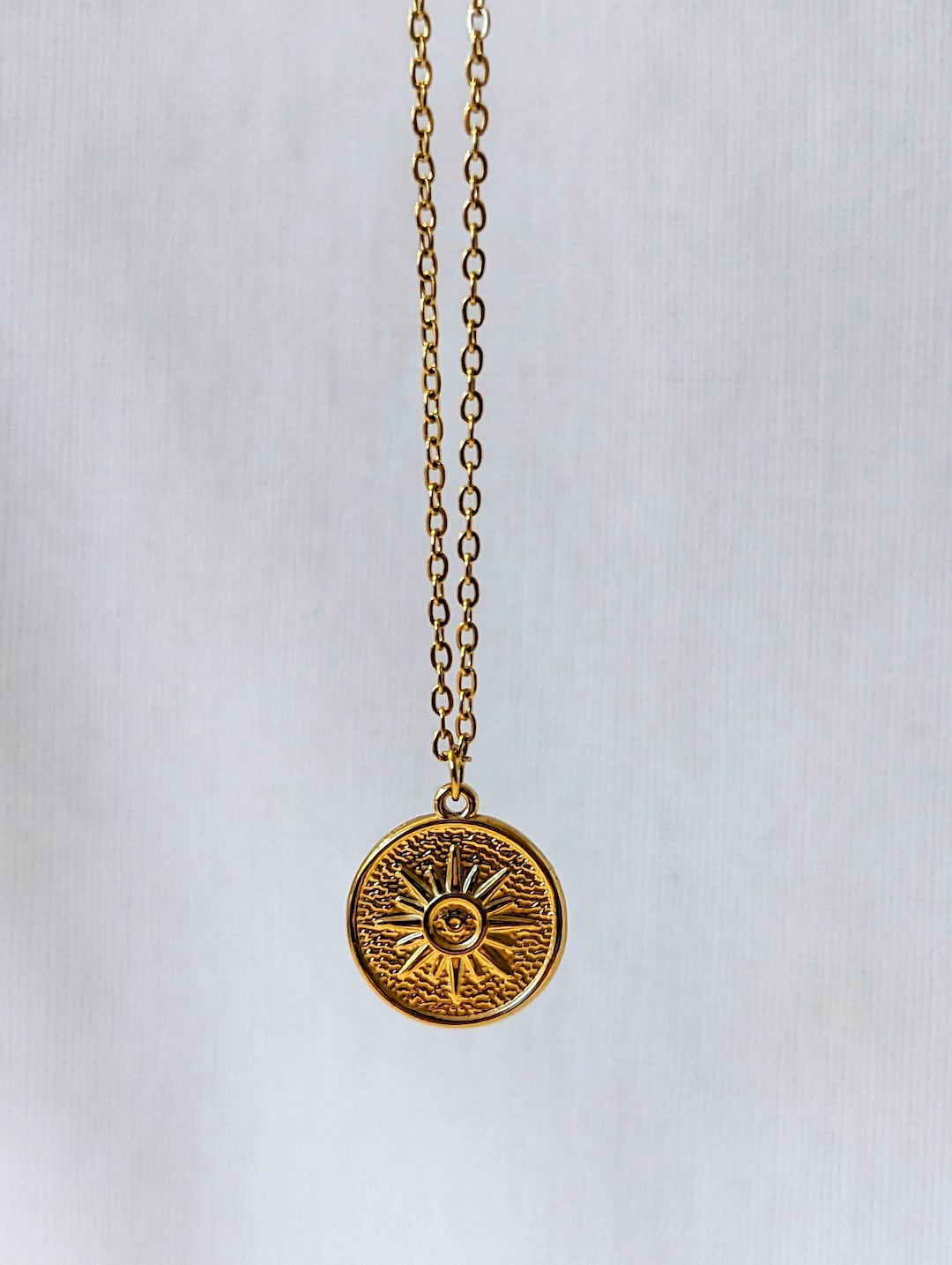 Vintage Sun 18k Gold Necklace, Sunburst Necklace, Gold Plated ...