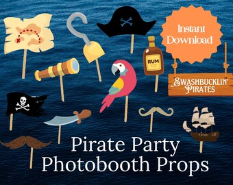 Pirate Party Photo Booth Props & Signs (digital Download) - Etsy