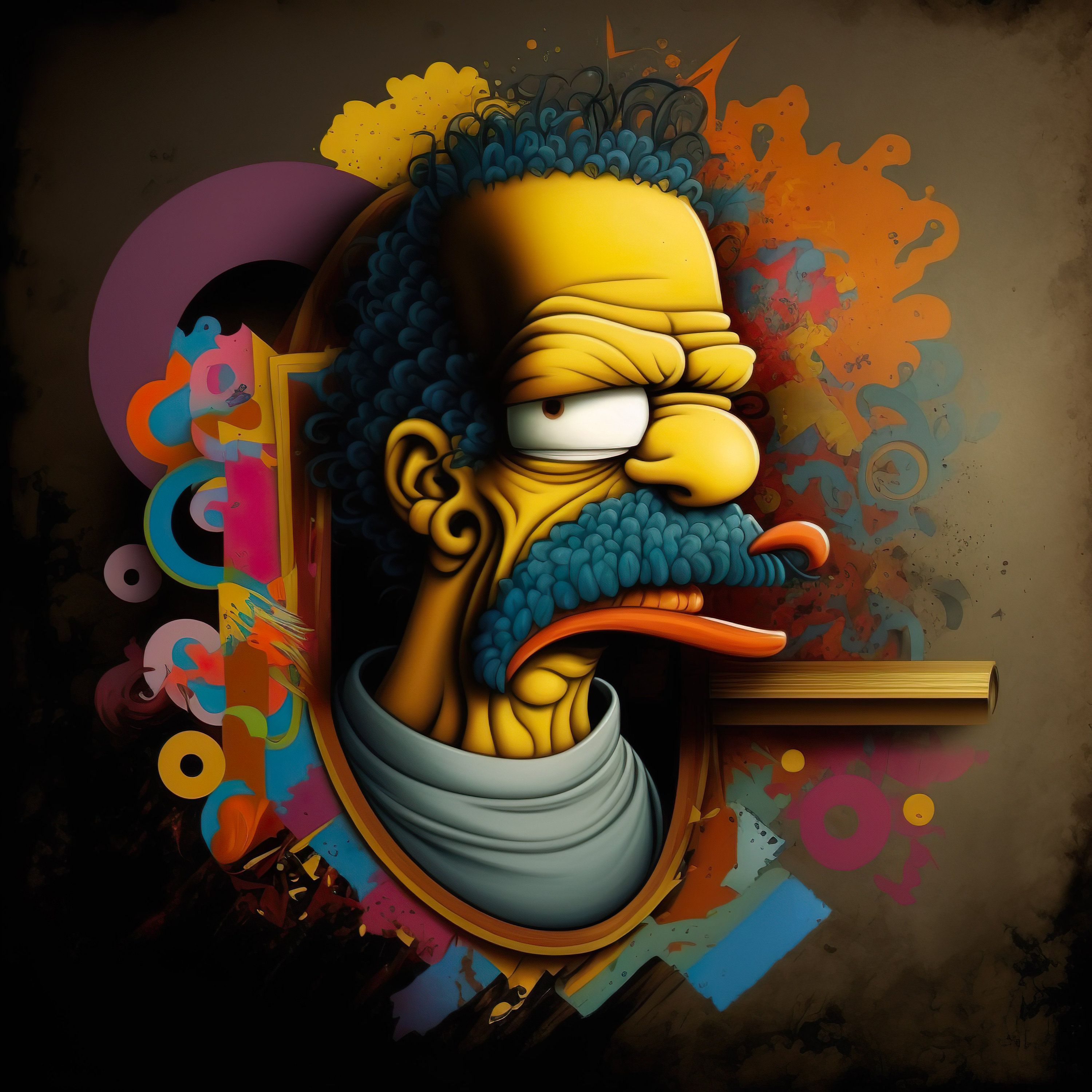 Street Style Homer: Abstract Angry Homer Simpson on Graffiti Background ...