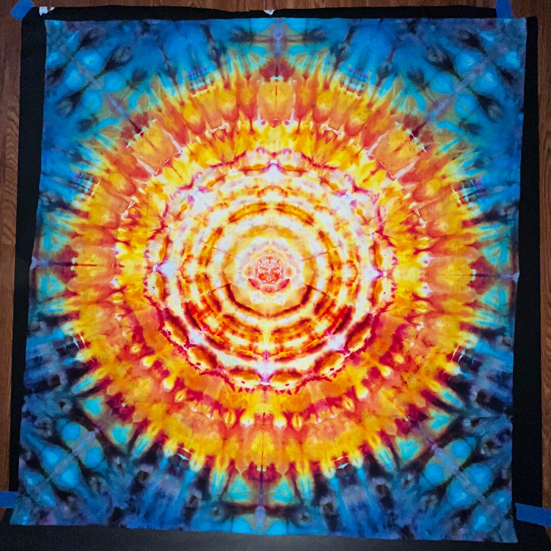 Beautiful Ice Dyed Supernova Sun Tie Dye Tapestry 4’ X 4’ - Etsy