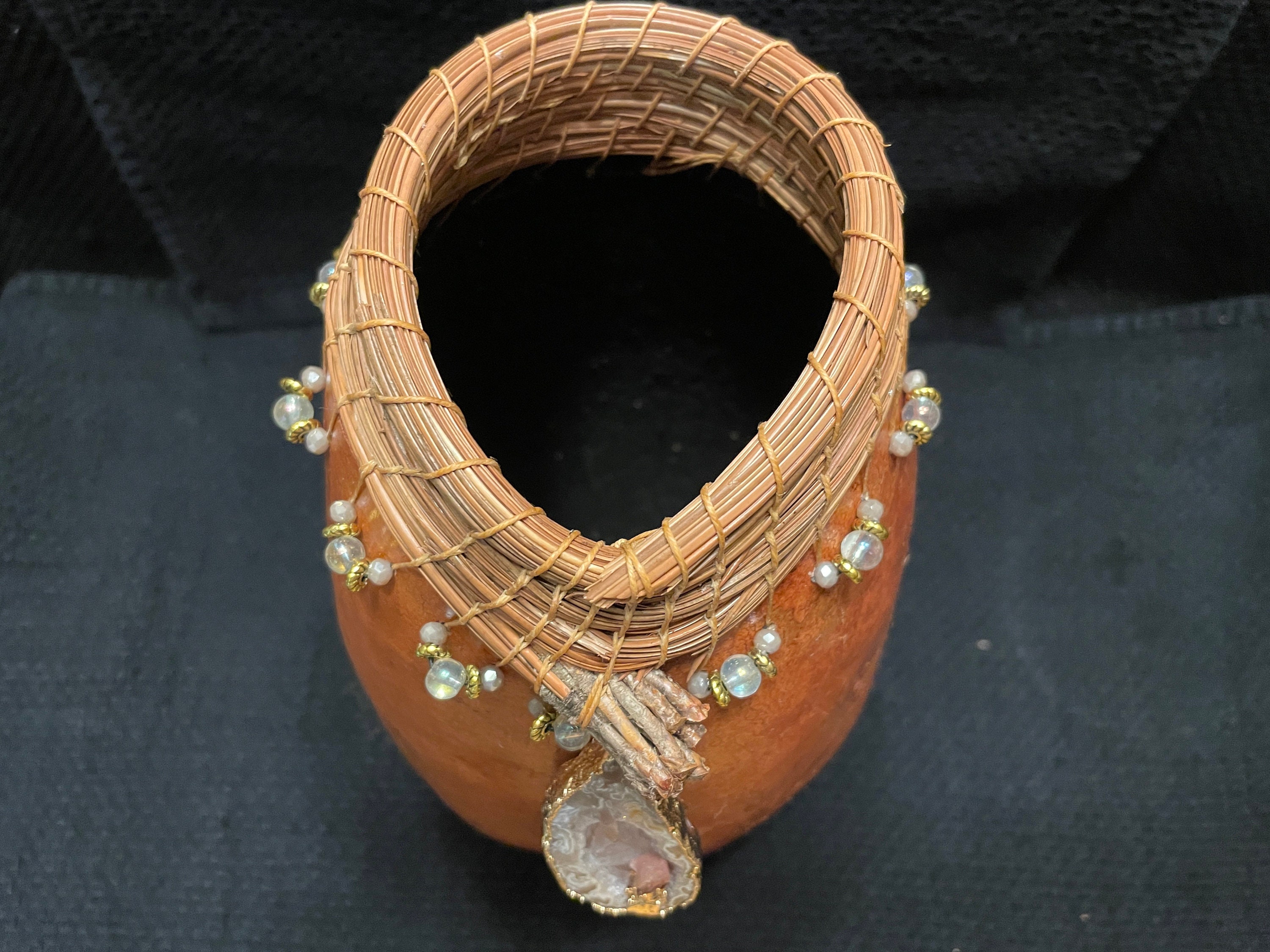 Gourd #167 ~ Med Tan Gourd Vase W/stone ~ Gourd Art - Etsy