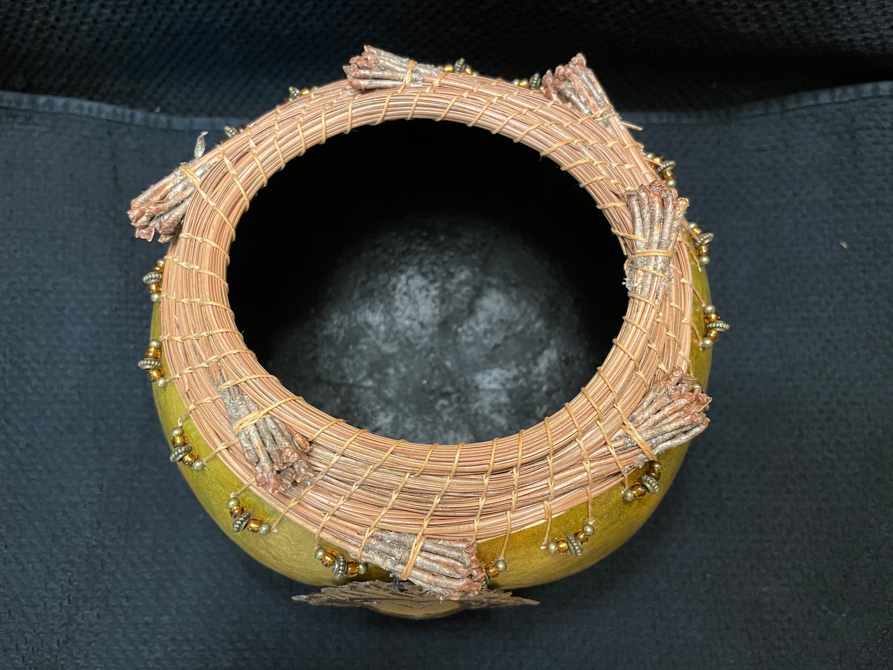 Gourd #139 ~ Med Gourd Bowl With Metal Heart ~ Gourd Art - Etsy