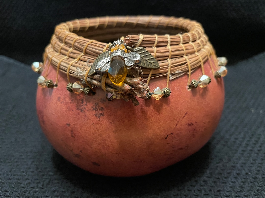 Gourd 137 Small Gourd Bowl With Bee Gourd Art - Etsy