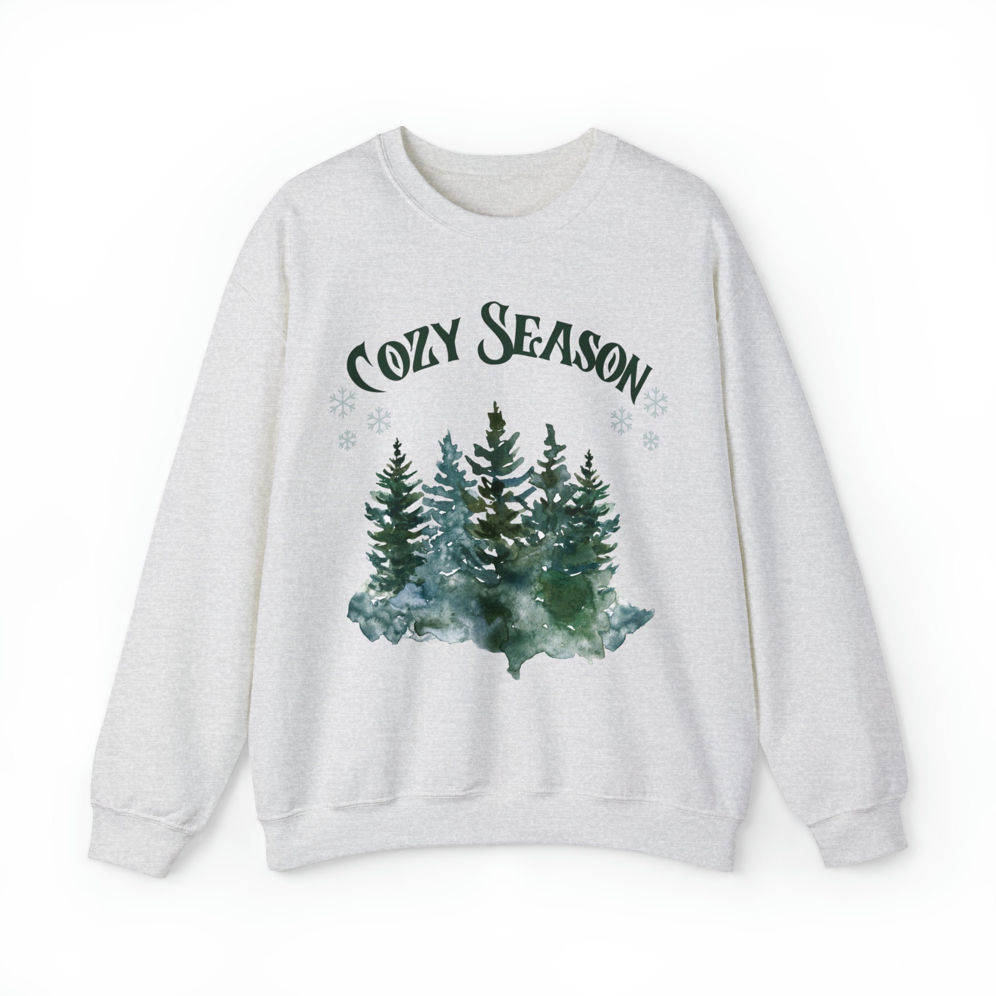 Cozy Season Watercolor Pine Forest Sweatshirt Pine Tree Snowflake ...