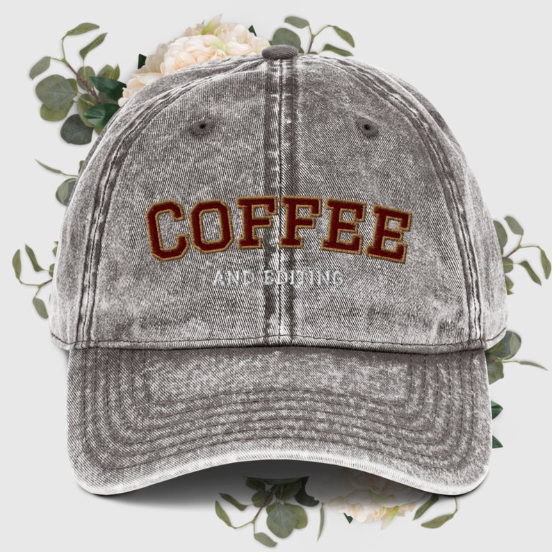 Coffee and Editing Embroidered Denim Baseball Cap Funny Coffee - Etsy