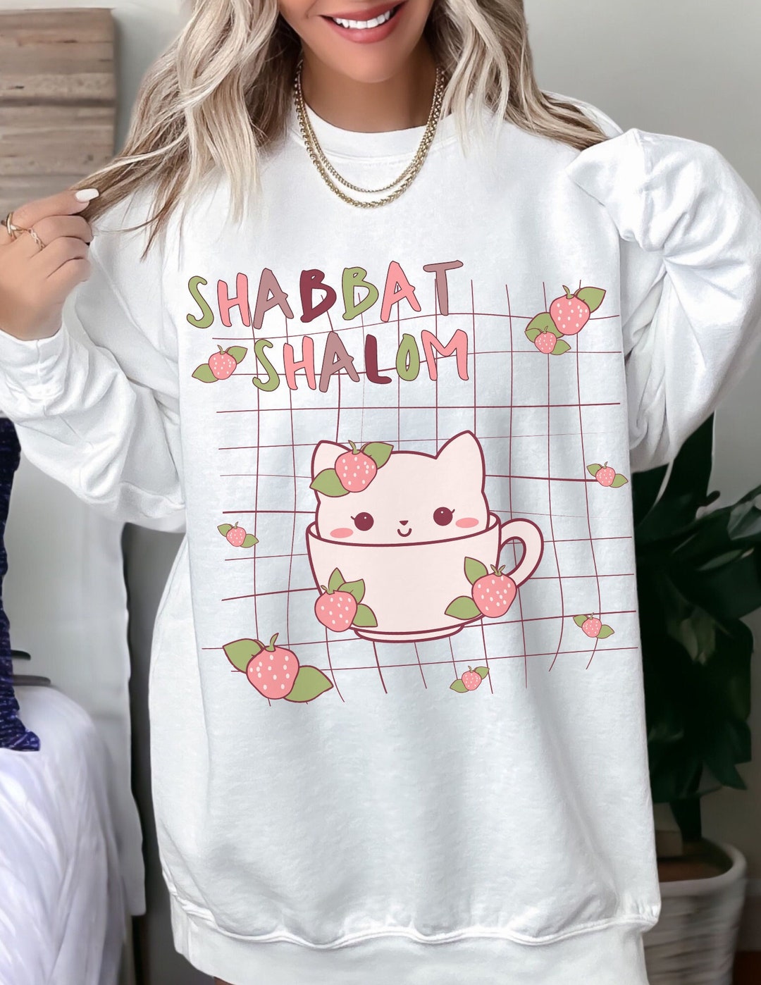 Strawberry Shabbat Shalom Sabbath Comfort Colors Sweatshirt Christian ...