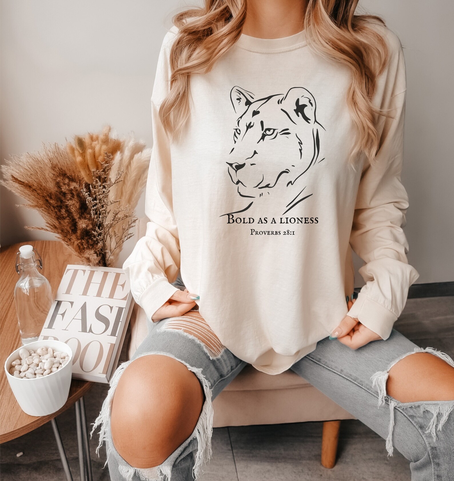 Comfort Colors Long Sleeve Wife Bold as a Lioness Shirt Lion Tee Bible ...