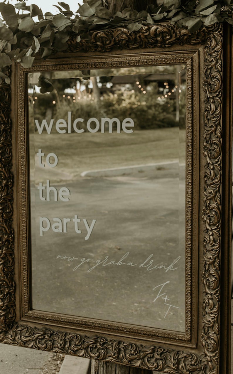 Elegant Mirror Wedding Reception Welcome Sign - Etsy