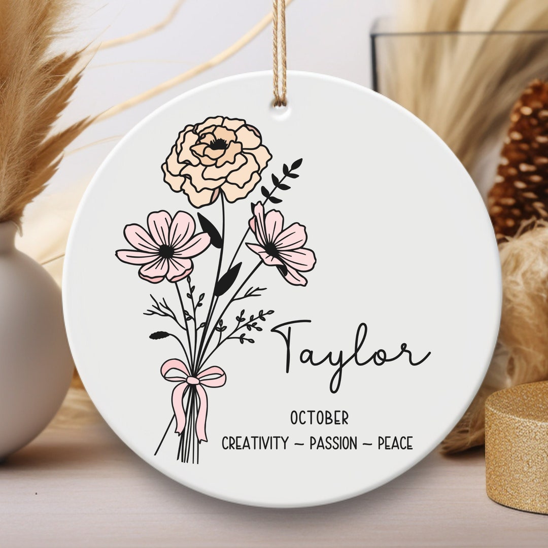 Personalized Birth Flower Ornament Customized Bridesmaid Gifts Under 20 ...