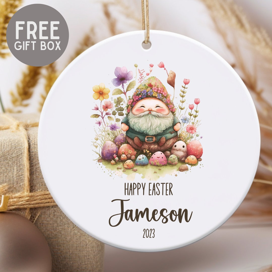 Personalized Ceramic Easter Ornament Custom Easter Basket Tag ...