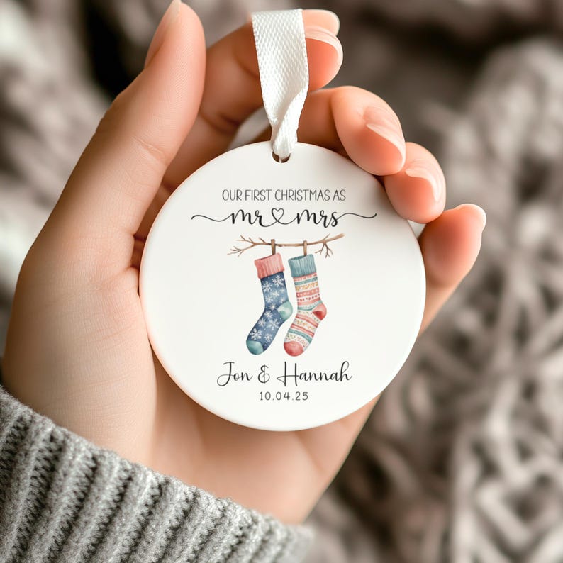 First Christmas Married Ornament, Customized Our First Christmas as Mr ...