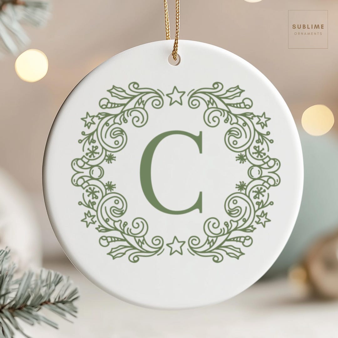 Personalized Monogram Christmas Ornament | Elegant Initial Ornament ...