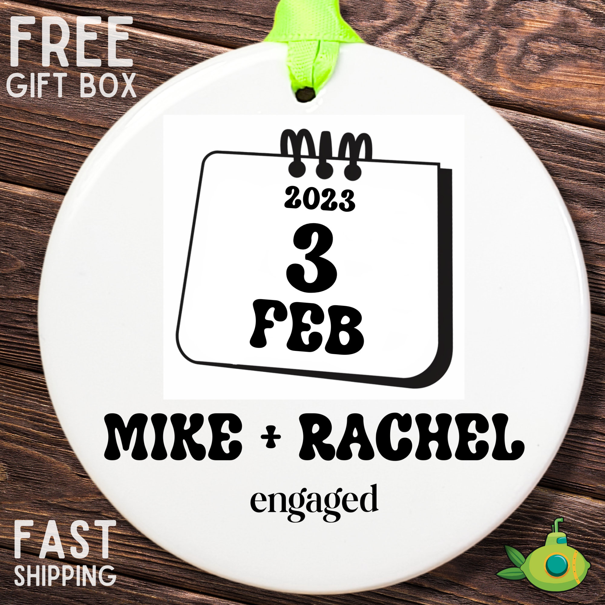 Personalized Calendar With Names Engagementornament Couple - Etsy