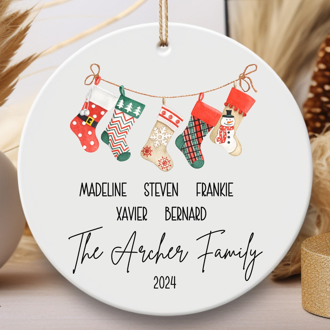 Personalized Family Stocking Ornament Family of Five Custom Ornament ...