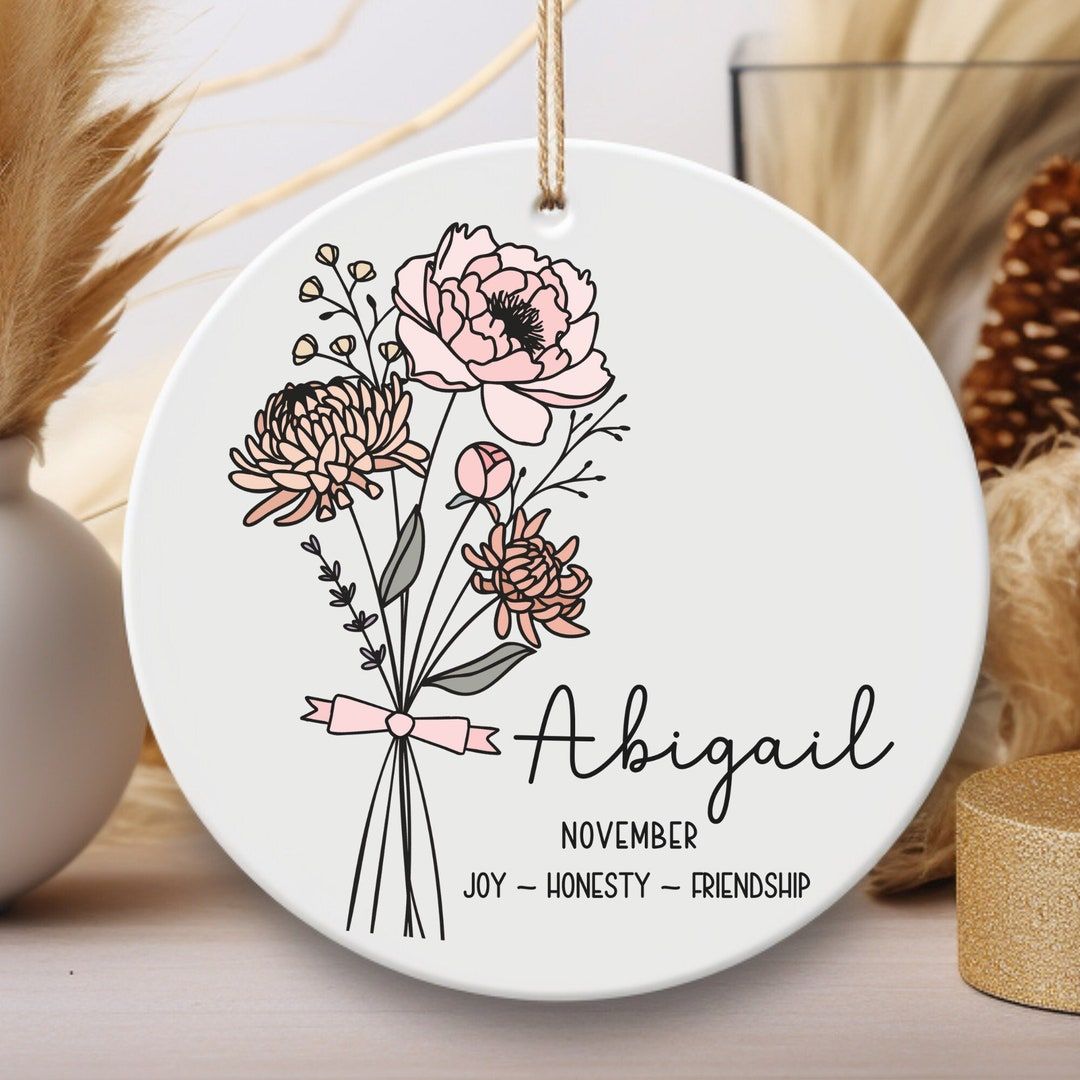 Personalized Birth Flower Ornament Customized Bridesmaid Gifts Under 20 ...