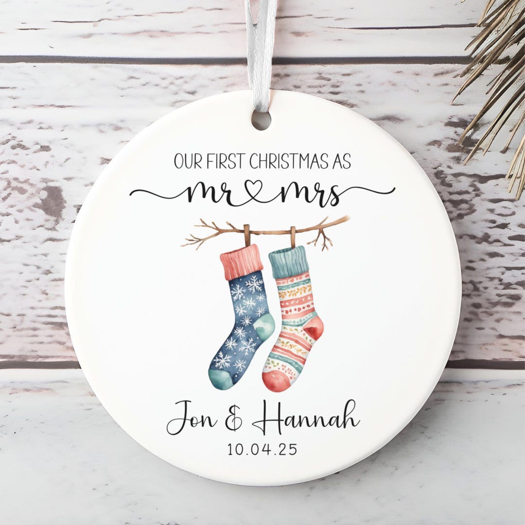 First Christmas Married Ornament, Customized Our First Christmas as Mr ...