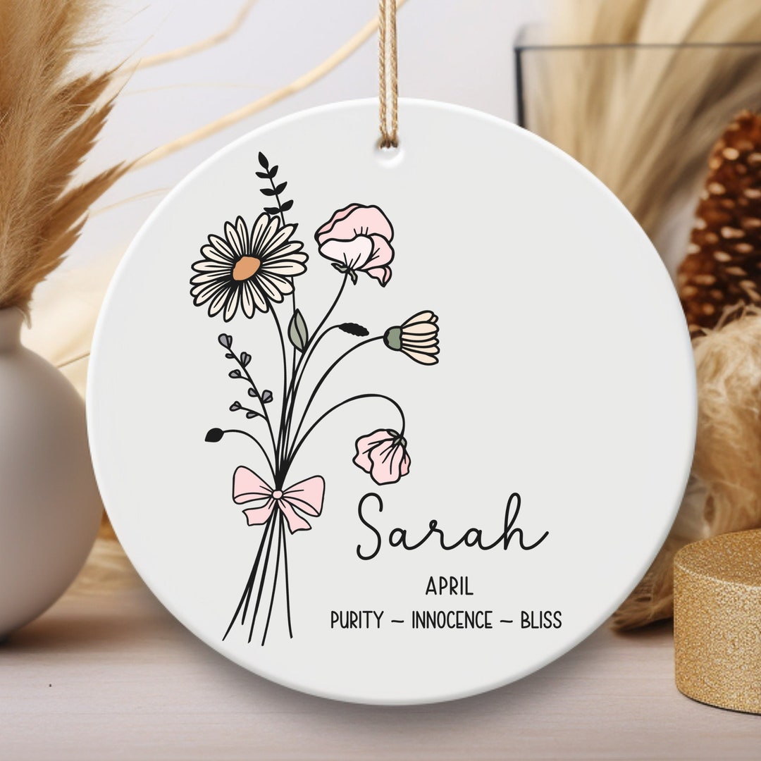 Personalized Birth Flower Ornament Customized Bridesmaid Gifts Under 20 ...