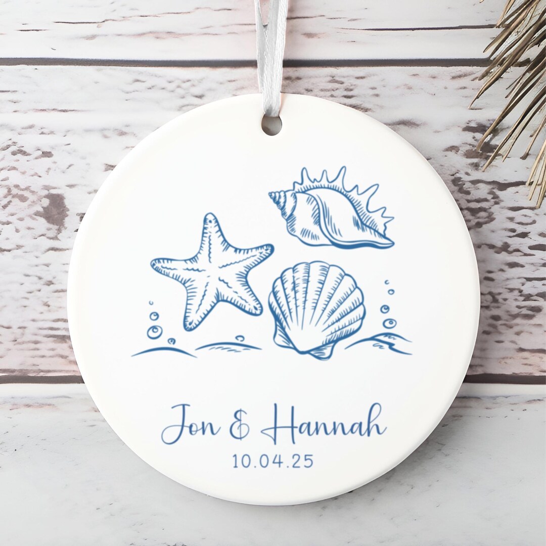 Personalized Seashell Couple Ornament: Beach Wedding Keepsake - Etsy