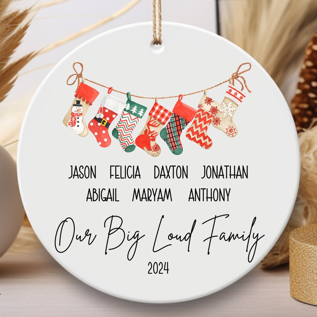 Personalized Family Stocking Ornament Family of Seven Custom Ornament ...