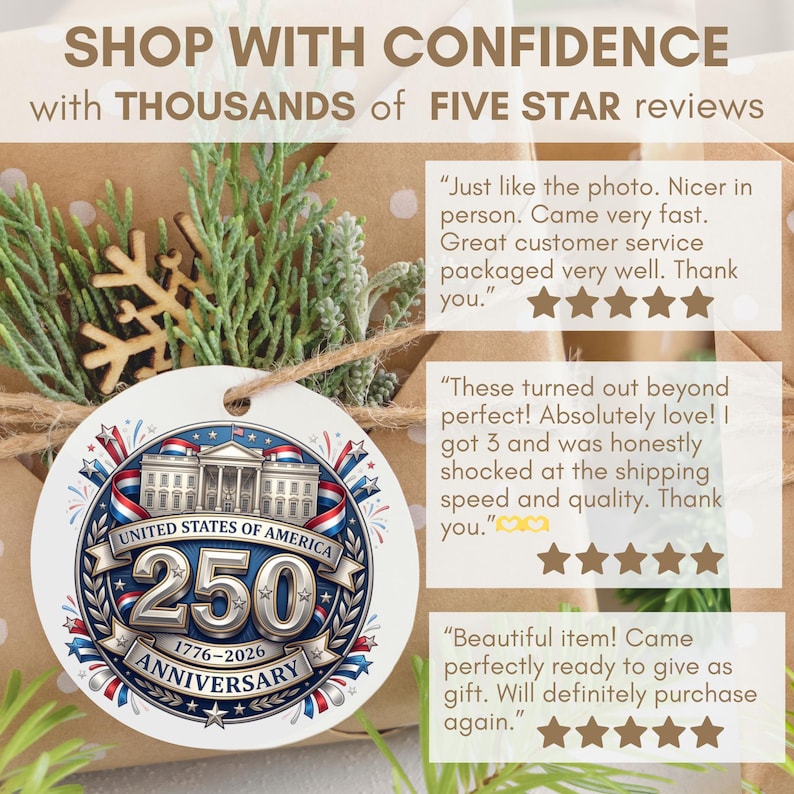United States of America 250th Anniversary Ornament | 1776-2026 USA ...