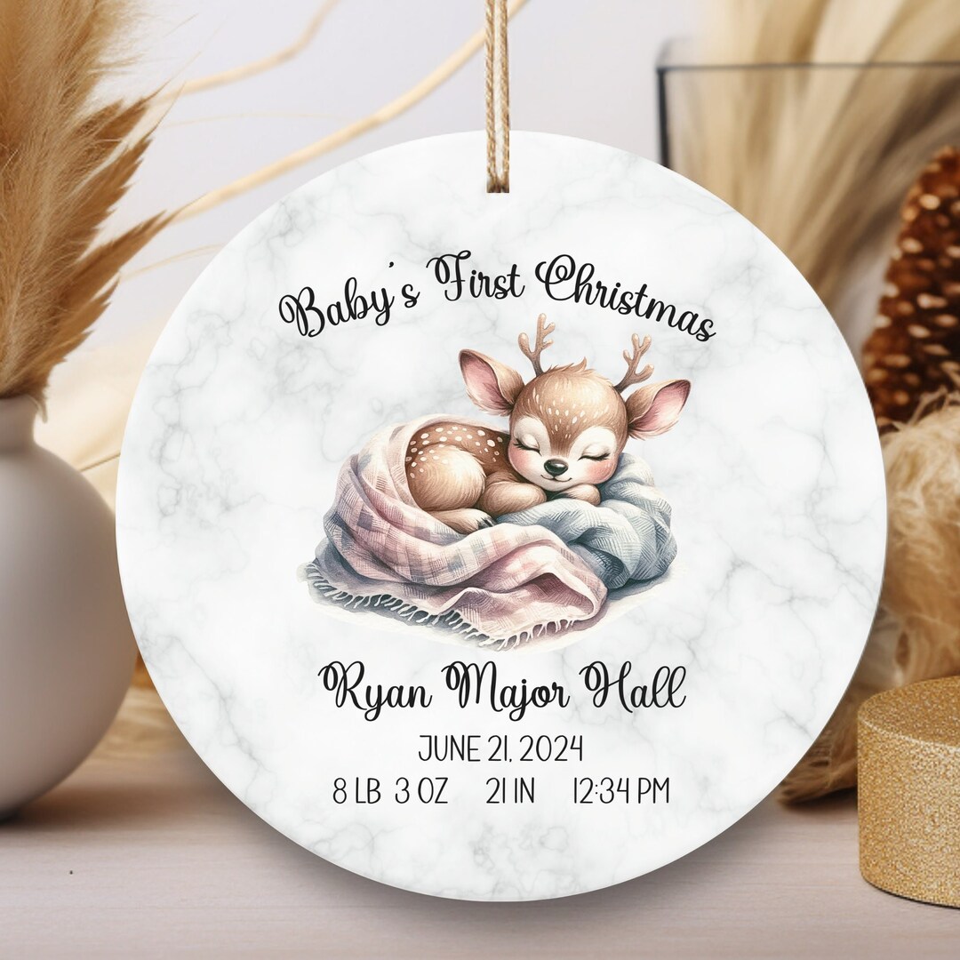 Babys First Christmas Ornament Custom Gift Newborn Baby Stat Ornament ...