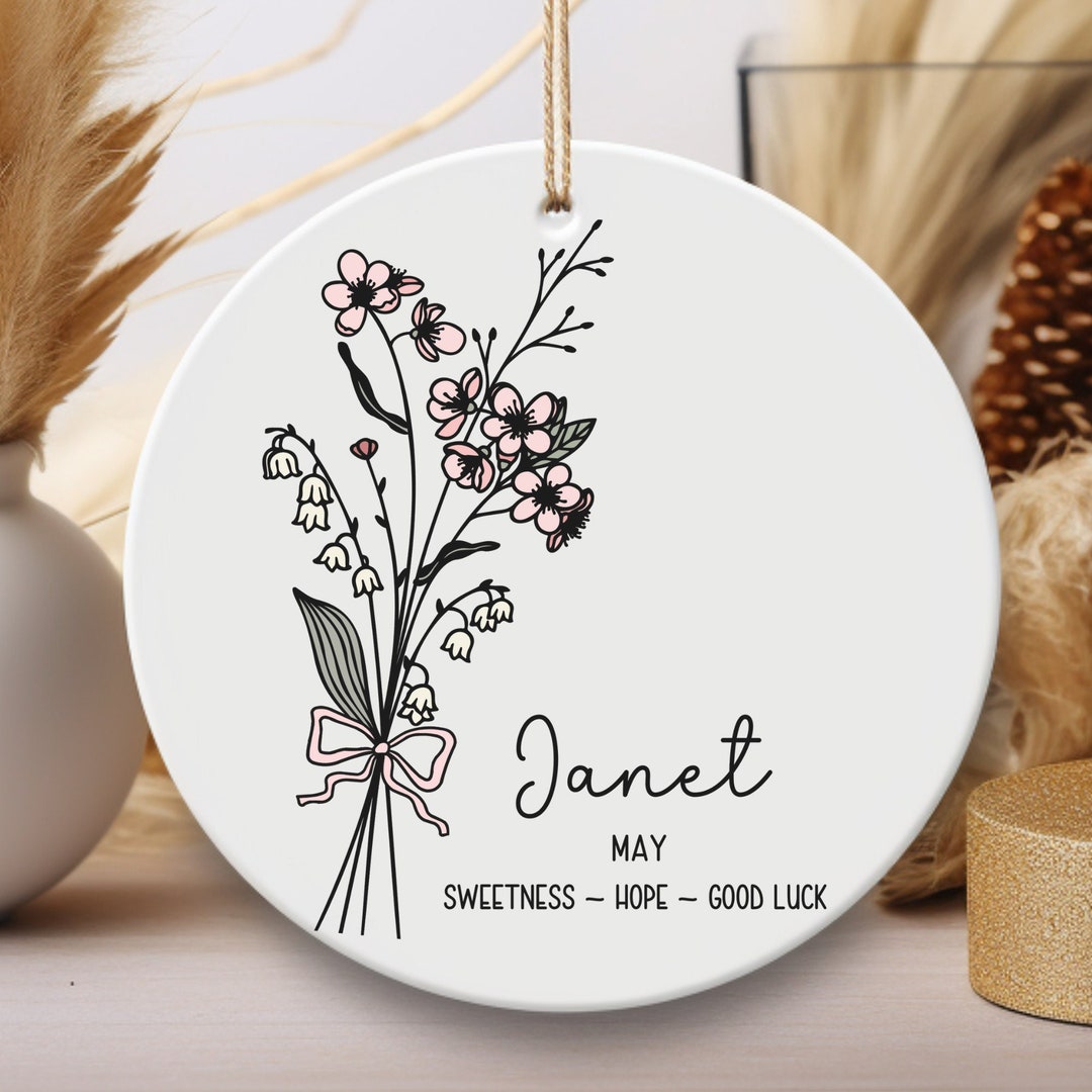 Personalized Birth Flower Ornament Customized Bridesmaid Gifts Under 20 ...