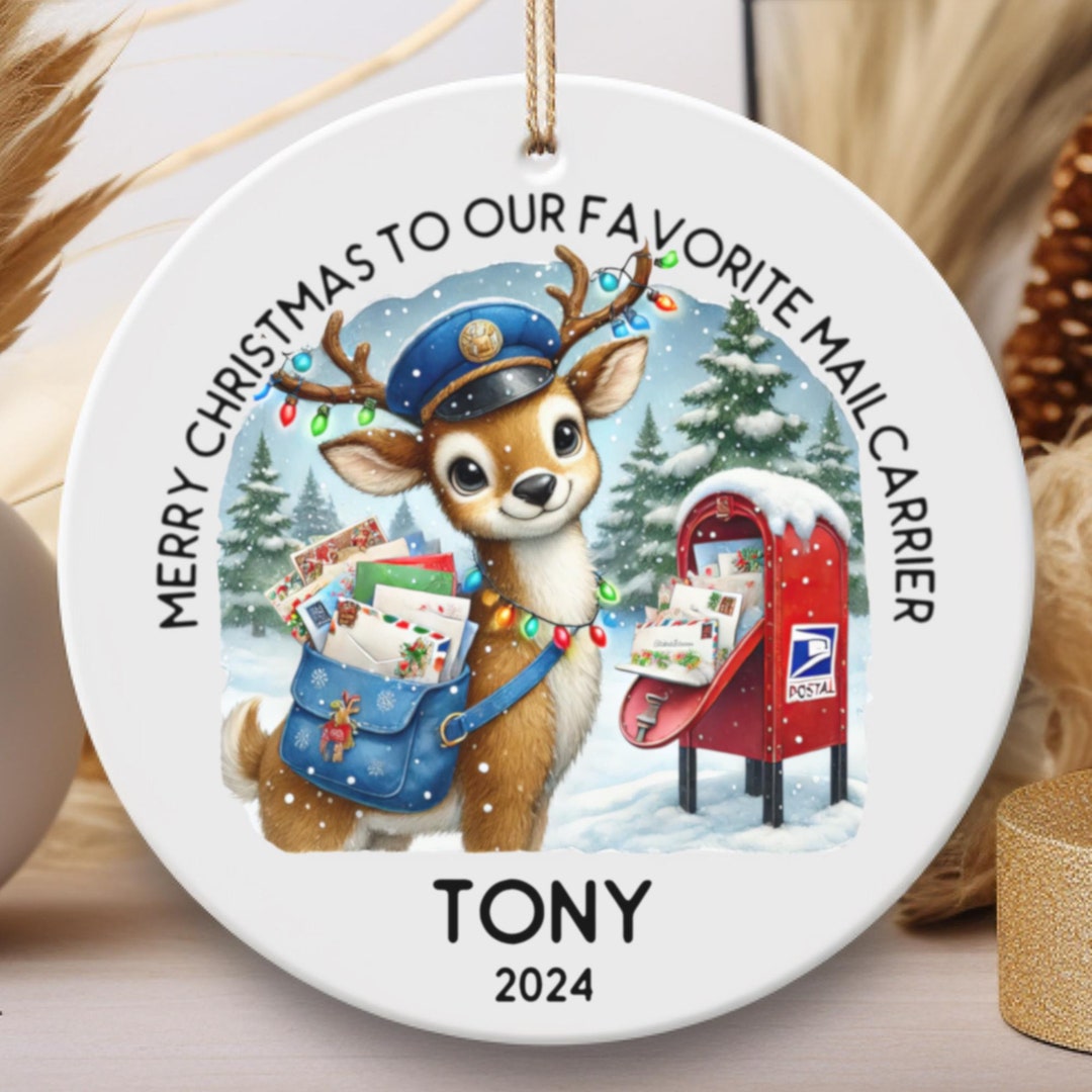 Mailman Ornament, Personalized Postal Truck Christmas Ornament, Mail ...