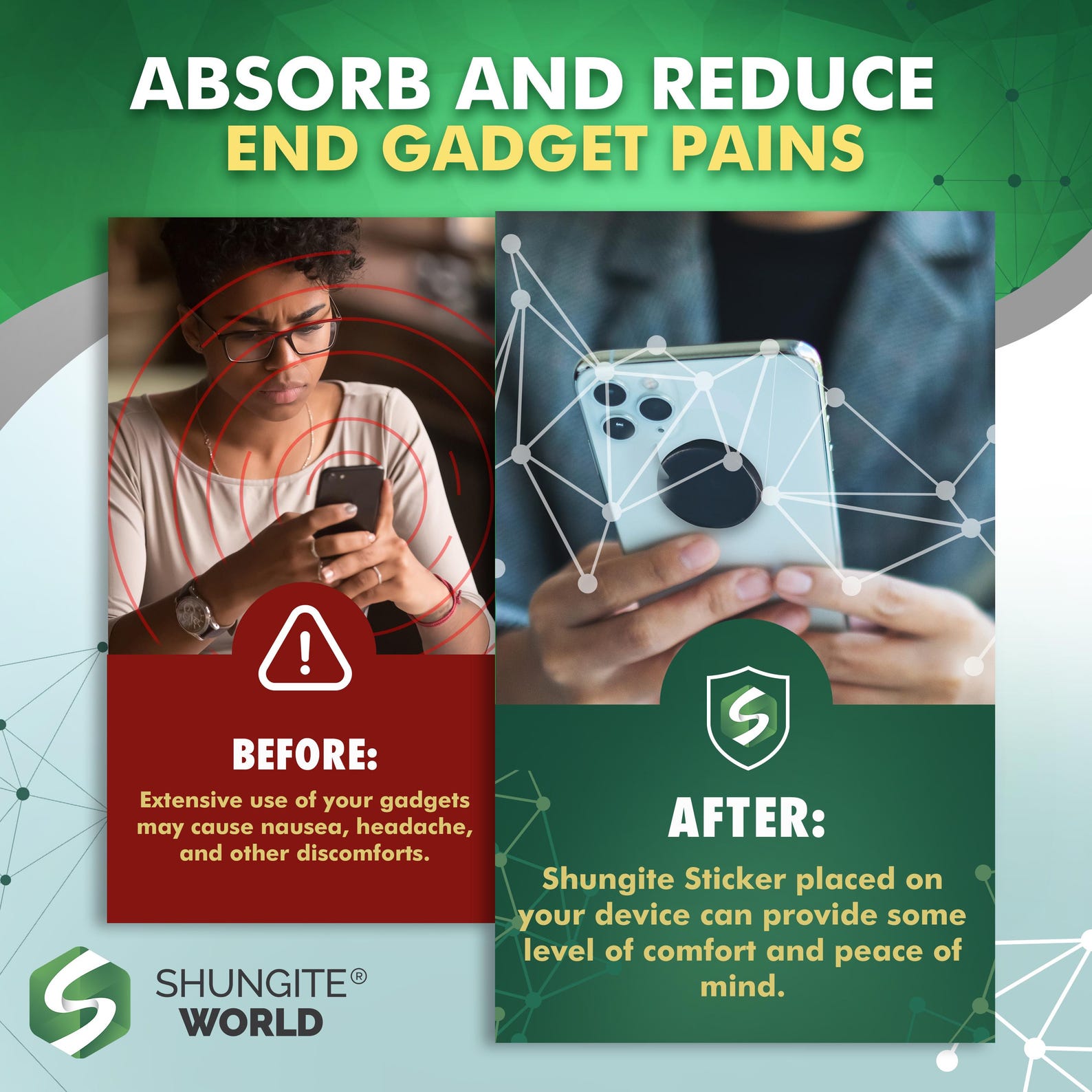 3 Pcs Authentic Shungite Stickers Set Genuine Healing Energy Stone ...