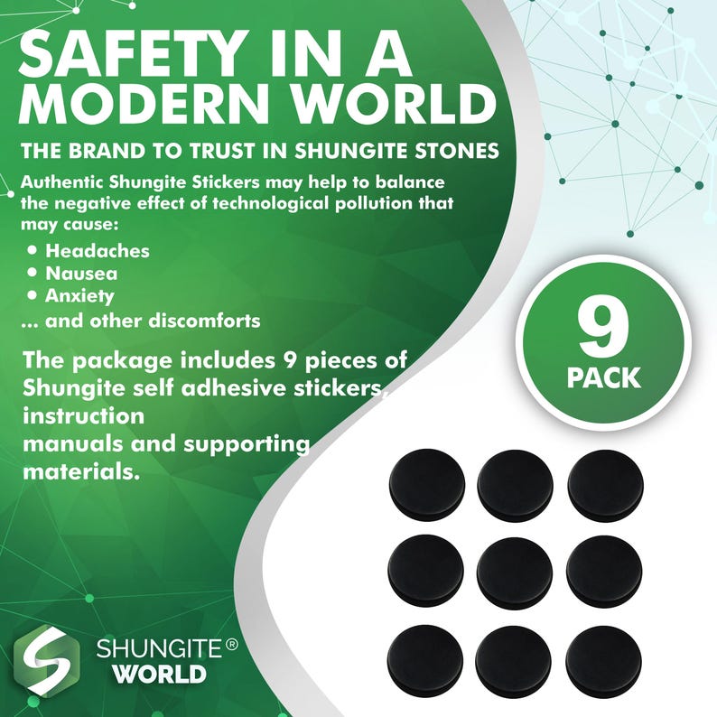 9 Pcs Authentic Shungite Stickers Genuine Healing Energy Stone ...