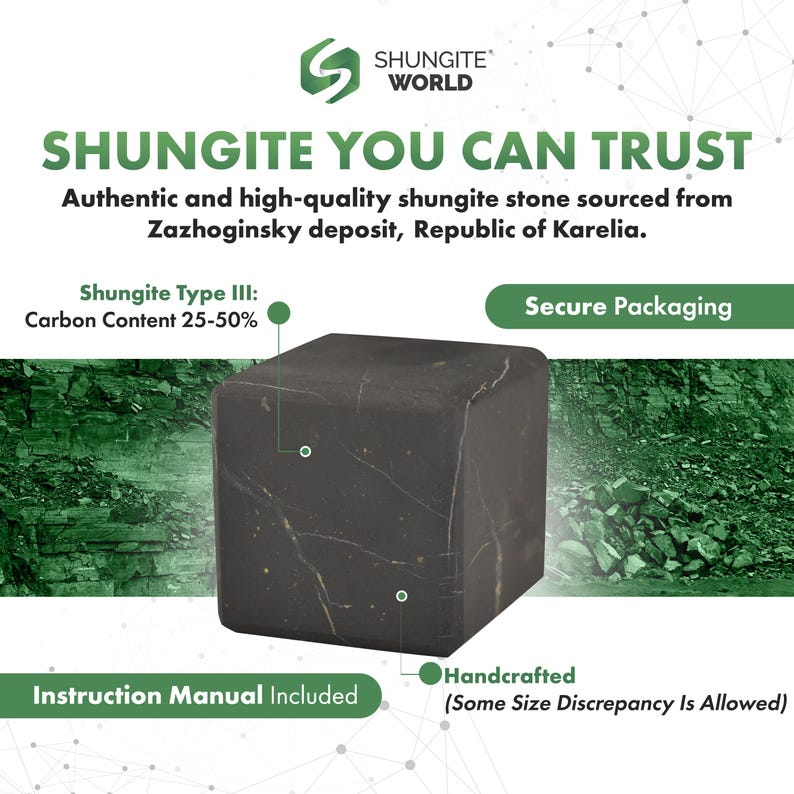Authentic Shungite Cube EMF Protection Crystal Healing Energy Stone ...