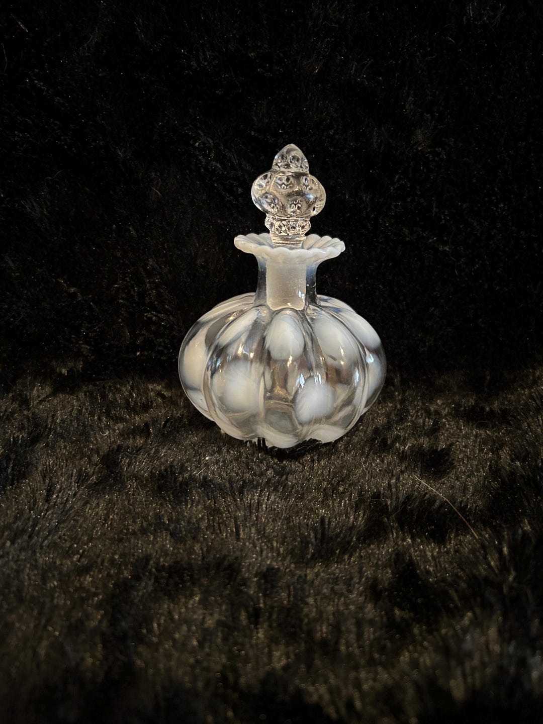 Vintage Fenton Opalescent Coin Dotted Perfume Bottle- King Crown ...