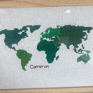 World Map Cross Stitch Pattern Continents Outline Globe Geography - Etsy