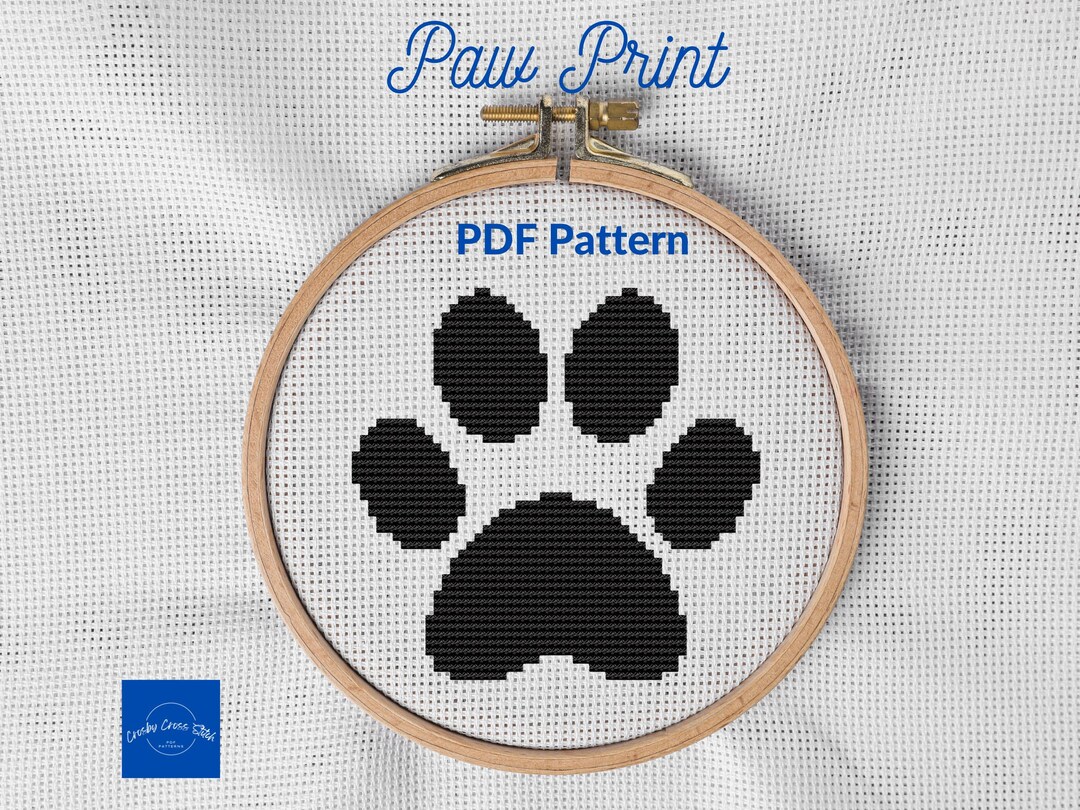 Paw Print Cross Stitch PDF Pattern Small Beginner Project - Etsy