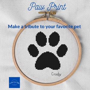 Paw Print Cross Stitch PDF Pattern Small Beginner Project - Etsy