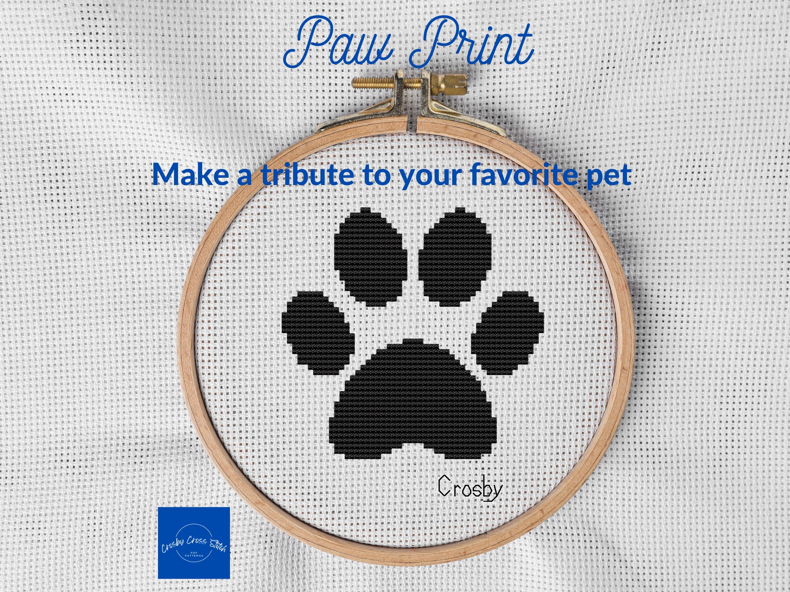 Paw Print Cross Stitch PDF Pattern Small Beginner Project - Etsy
