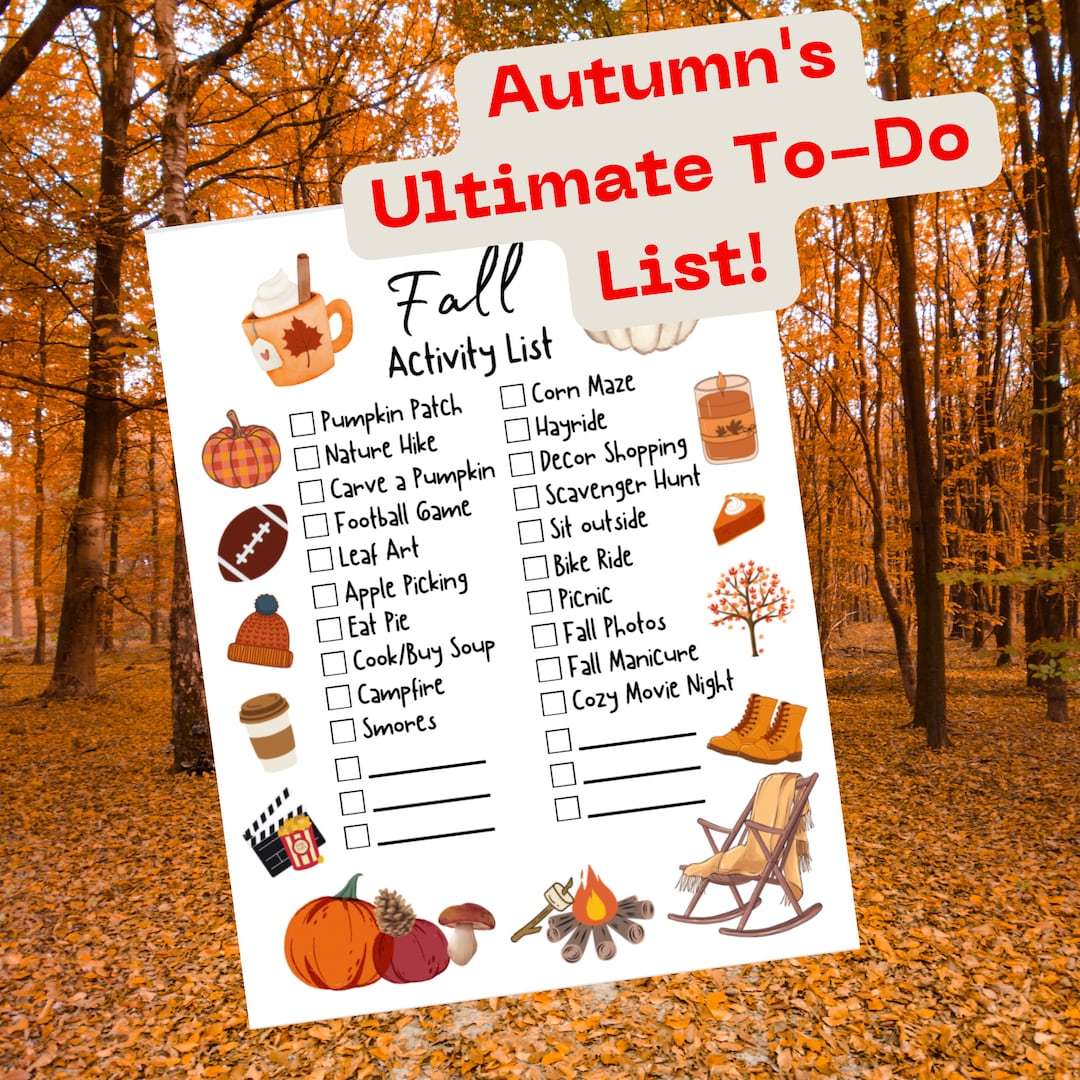 Fall Bucket List Fall Activity List Autumn To-do-list printable List - Etsy