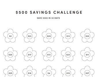 Printable Save 500 Dollars in 30 Days Savings Tracker, Savings Goal ...