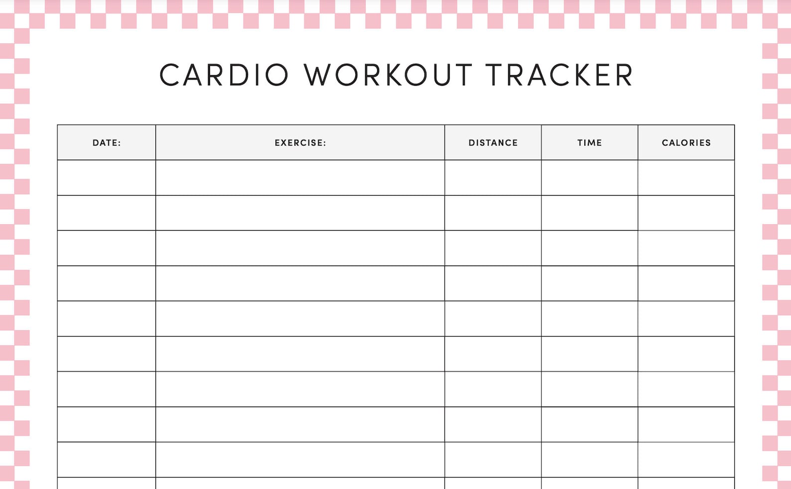 Cardio Workout Tracker Printable - Etsy
